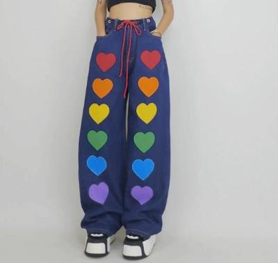 China Van de de Liefdedruk van kleine de Fabrieksvrouwen van de Hoeveelheidskleding het recht-Beenjeans met Touwtjebroeken Te koop