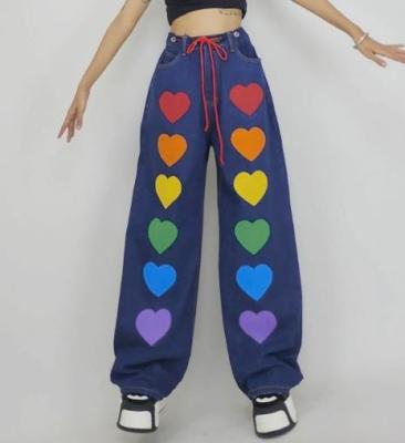 China Van de de Liefdedruk van kleine de Fabrieksvrouwen van de Hoeveelheidskleding het recht-Beenjeans met Touwtjebroeken Te koop