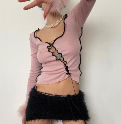 China Übersteigen sexy langärmlige Damen das T-Shirt der kundengebundenen Kleidungs-Hersteller-Frauen der kleinen Menge zu verkaufen