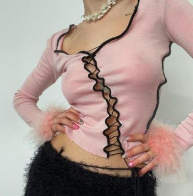 China Übersteigen sexy langärmlige Damen das T-Shirt der kundengebundenen Kleidungs-Hersteller-Frauen der kleinen Menge zu verkaufen