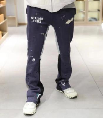 China A pintura espirrada dos homens dos fabricantes de roupa da ordem pequena com cordão do furo alargou-se Sweatpants à venda