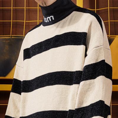 Cina l'arcobaleno di Drop Shoulder Graffiti del produttore di abbigliamento della piccola quantità ha barrato collo pigro della tartaruga dell'Istituto centrale di statistica della ciniglia del maglione il mezzo in vendita