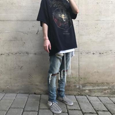 Cina La via del cotone dell'elastam ha strappato i pantaloni scarni più i jeans della carota del denim di dimensione in vendita