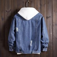 China Custom Logo Single Breasted Blue Plain Jean Jackets for sale