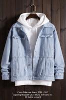China Custom Logo Single Breasted Blue Plain Jean Jackets for sale
