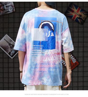 Cina Magliette Streetwear da uomo ecologiche in jersey di cotone biologico Dip Dye Tone girocollo in vendita