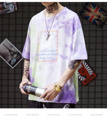 Cina Magliette Streetwear da uomo ecologiche in jersey di cotone biologico Dip Dye Tone girocollo in vendita
