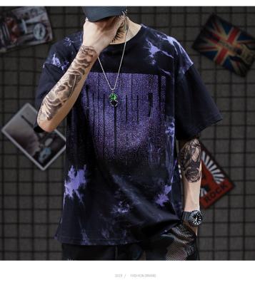 Cina T hip-hop del ′ S degli uomini della manica della maglietta di estate 120-250gsm breve della tintura surdimensionata unisex del legame in vendita