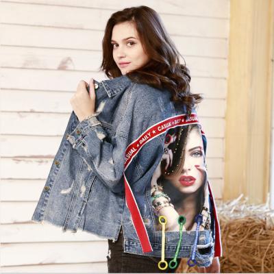 Cina Giacca di jeans corta BF Loose Personality con nastro in vendita