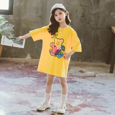 Cina Principale comodi delle ragazze della maglietta della stampa dell'orso del fumetto del tessuto della fabbrica dell'abbigliamento di piccola quantità 90cm - 130cm in vendita