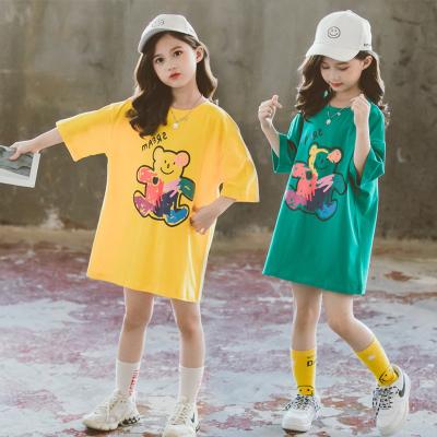 Cina Principale comodi delle ragazze della maglietta della stampa dell'orso del fumetto del tessuto della fabbrica dell'abbigliamento di piccola quantità 90cm - 130cm in vendita