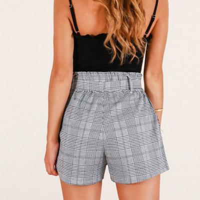 China De Plaid Elastische Broeksband van been Rechte Dames met Zak Katoenen Linnenborrels Te koop