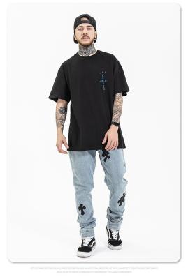 Cina Maglietta sciolta del cotone della manica dell'estate degli uomini di modo dell'abbigliamento di Streetwear breve con stampa in vendita