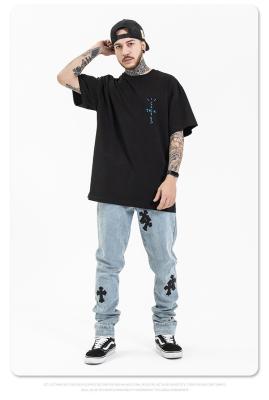 Cina Maglietta sciolta del cotone della manica dell'estate degli uomini di modo dell'abbigliamento di Streetwear breve con stampa in vendita