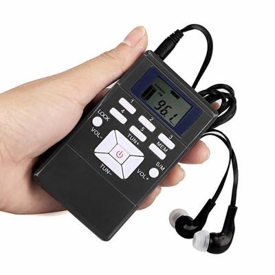 China Mini Portable Plastic Two Band FM Radio Stereo LCD Digital Display Transistor Conference Receiver 3.5MM Headphones Small Pocket for sale