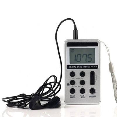 China Hot Selling Pocket Small Radio AM FM Portable Digital Tuning Transistor Radios with Earphones and Lanyard for sale