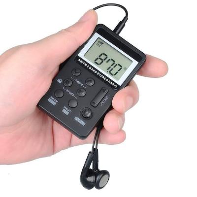 China Portable Mini Pocket Walkman Radio Multifunctional Home Stereo FM/AM Radio With 58 Memory Stations & Earphones Screen Display for sale