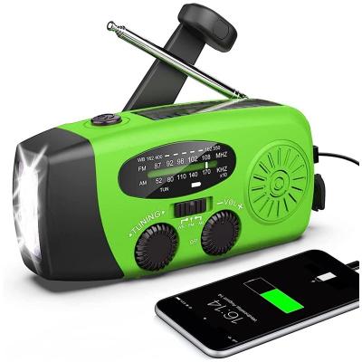 China MA-086 Mini Portable 2000mAh Emergency Hand Crank Weather Solar Radio with Phone Charger and LED Flashlight AM/FM/NOAA NOODRadio for sale
