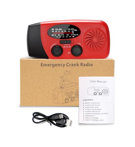 Quality Wind up Solar Emergency Radio, Hand Crank, AM/FM,LED Flashlight, 2000mAh Rechargeable Battery, SOS Alarm, USB Charger for Hiking for sale