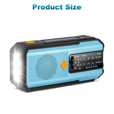 China FM AM NOAA Radio Power Bank Flashlight Built-in Speaker Solar Charging Hand Crank Portable Outdoor Emergency Plastic IPX3 for sale