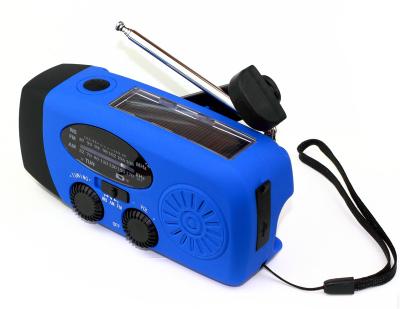 China Solar Emergency Portable Weather Radio Hand Crank AM/FM/NOAA Internet Function Plastic Material Blue Color for sale