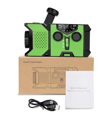 China Waterproof Solar Hand Crank Portable Survival Multifunctional AM/FM/WB Radio Flashlight Power Bank SOS Alarm for Outdoor Use for sale