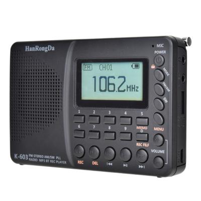 China Mini Black Portable AM/FM/SW Band Radio LCD Digital Display TF Card Slot Built-In Speaker USB/Rechargeable Battery for Home Use for sale