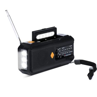 China OEM Factory 2000mAh Rechargeable Battery Portable Solar Radio AM/FM Power Bank LED Flashlight SOS Alarm Camping for sale