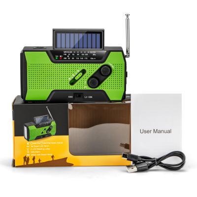 China Emergency Solar Hand Crank Dynamo AM&FM NOAA Weather  NOODRadio With LED Flashlight,USB Cell Phone Charger SOS Alarm for Camping for sale