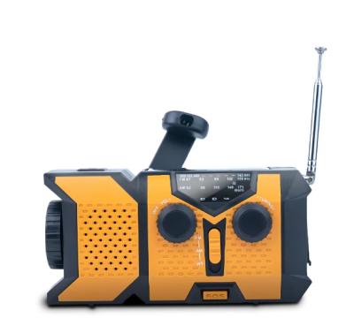 China Factory Wholesale Waterproof Portable Emergency Power Bank Solar Powered Hand Crank Weather Radio Built-in Charging Cable for sale