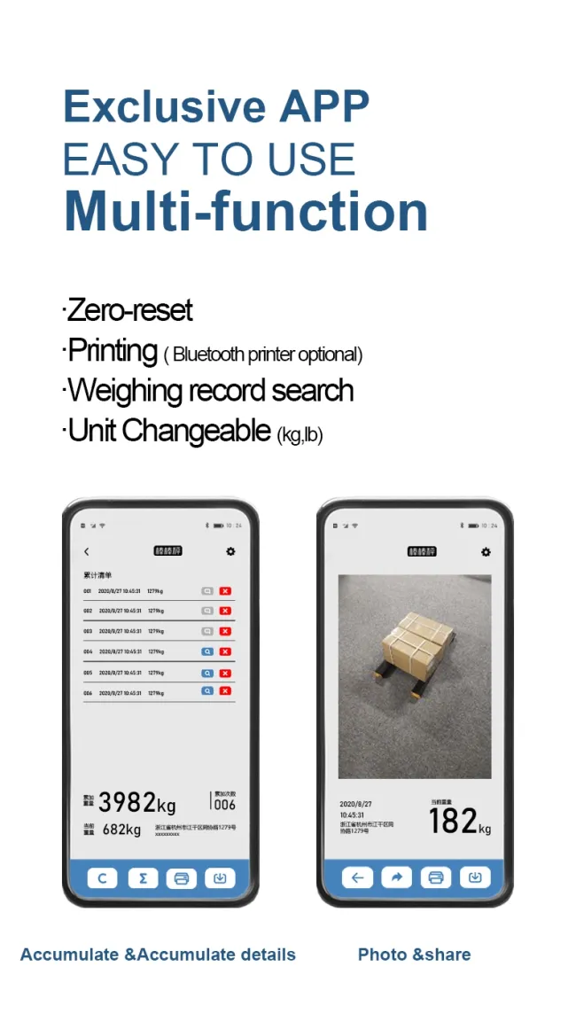 Bluetooth Portable Electric Beam Weighing Scale Digital Weighbridge with Mobilephone APP Print Forklift Truck Scale Logistics Scale 3ton Precision 0.1%