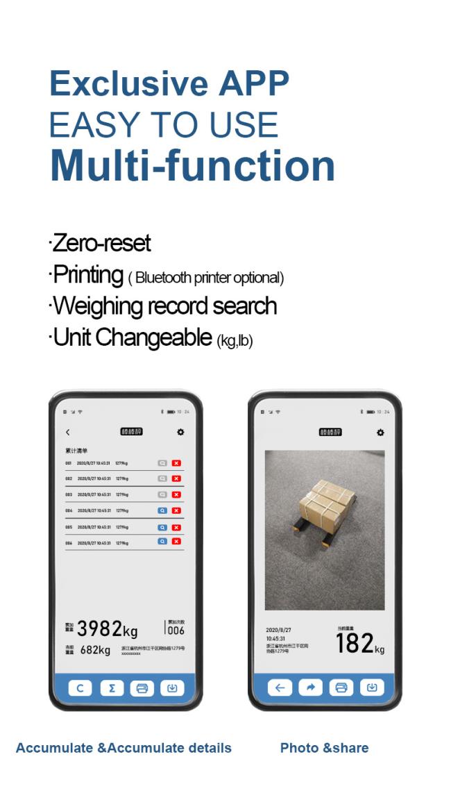Portable Industrial Pallet Scale Weigh Range 1-4500kg bluetooth APP Printing Onsite