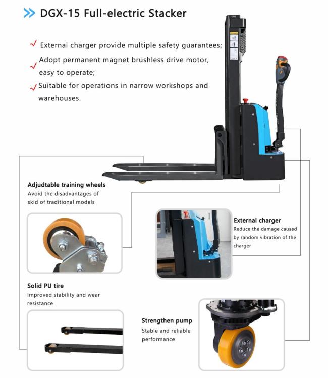 Best Selling 24V/60ah 1.5ton 2m 2.5m 3.5m Long Fork Lifting Forklift