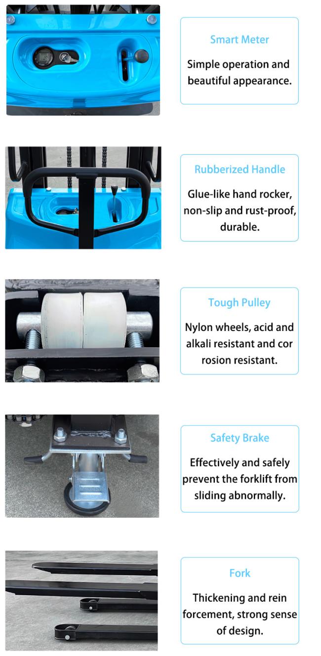 Semi-Electric Stacker 1500kg (3300lbs) Warehouse Material Handlinglift Height 4000mm 157 Inch Walkie Pallet Stacker Portable