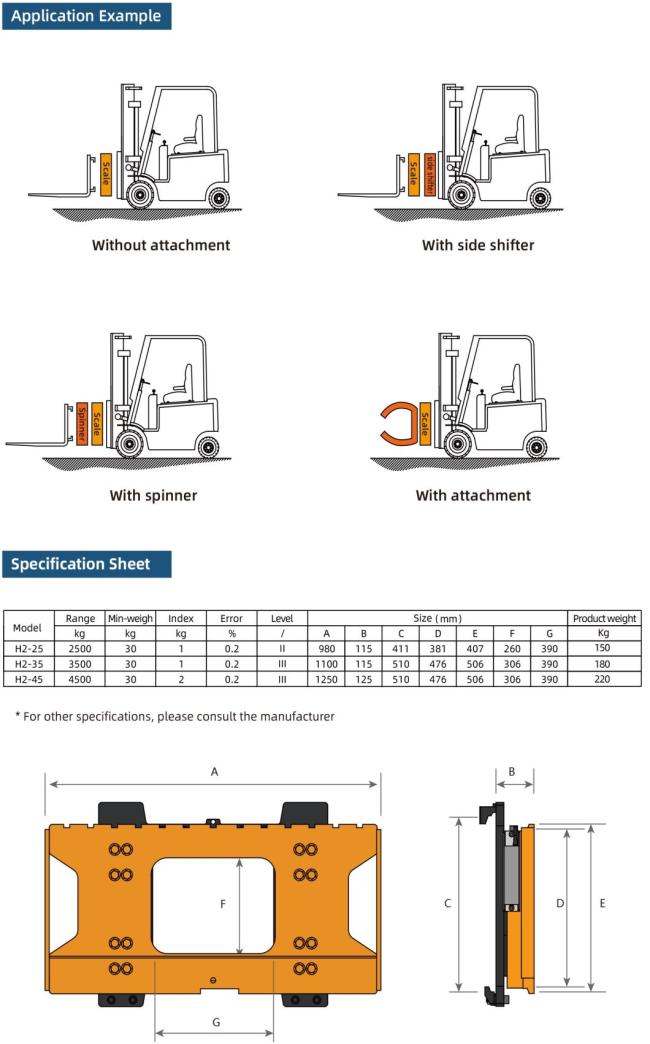 Electric Onboard Forklift Scales Rechargeable Batteries Indicator Weighing During Loading and Lifting Range 5 Tons