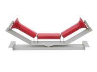 China Durable Conveyor Return Roller Set - Red Industrial Belt Support System for sale
