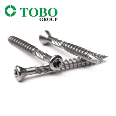 China Chipboard Screws Wood Screws SS304 Decking Screws With 6 Nibs Torx T25 Type 17 Knurling for sale