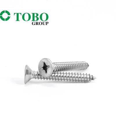 China DIN7983 Cross Recessed Countersunk Counter Sunk Flat Head Tapping Tack Chamfer Head Screws for sale