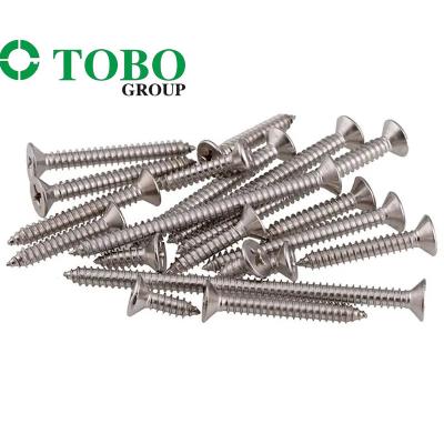 China DIN7983 Cross Recessed Countersunk Counter Sunk Flat Head Tapping Tack Chamfer Head Screws for sale