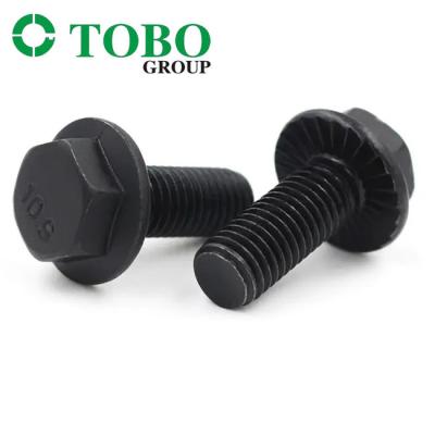 China DIN6921 Flange Bolt Factory Produces Carbon Steel Black High Strength 4.8/8.8/10.9/12.9 Hexagon Flange Bolts for sale