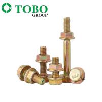 China Grade 8.8 Galvanized Serrated Hex Flange Machine Bolts With Nuts Gold Bolts For Motorcycle Din6921 for sale