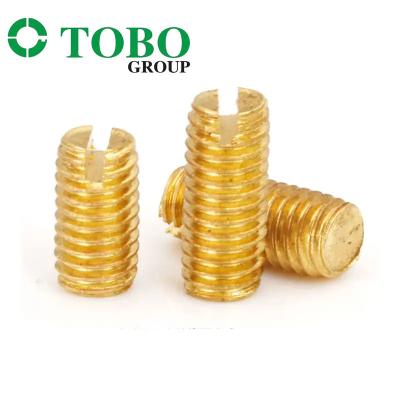 China TOBO M4 M5 M6 Brass Slotted Set Screw With Flat Point Din551 for sale