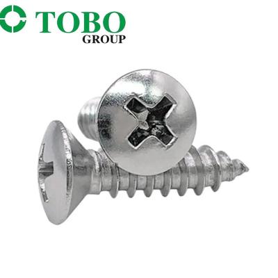 China Stainless Steel A2 DIN7983 Cross Raised Countersunk Head Self Tapping Screw for sale