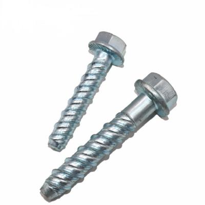 China Round Head 1/4 Inch HEX Concrete Screws 1-1/4 Inch Length Coarse Thread DIN Standard for sale