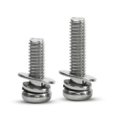 China 304 stainless steel round head + gasket triple combination screw three combined head machine tooth screw m2m3m4m5 for sale
