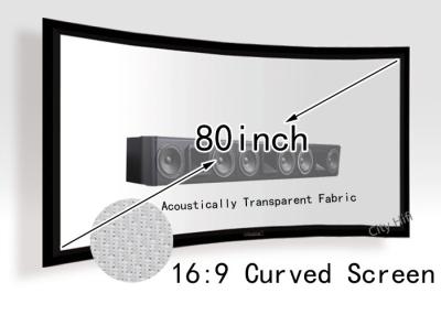 China 80'' Curved Projection Screen Fixed Frame , Weave Acoustically Transparent Screens for sale