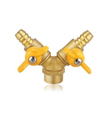 China Hot Forged Double Fork Brass Gas Valve With Butterfly Handle M / F Thread for sale