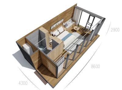 China De Vakantiestijl van Moonbox Moderne Prefabhuizen met Houten Comité Binnenland Te koop