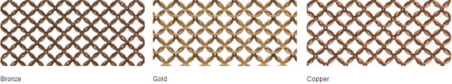 Gold chainmail ring mesh drapery installation example