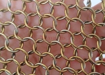 China Electroplating 0.8mm X 7mm Metal Ring Mesh For Space Divider Curtain for sale